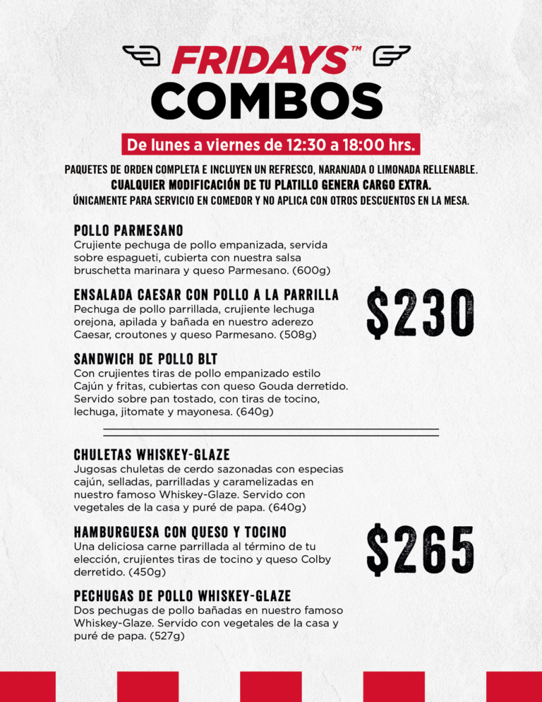 Menú Digital - Fridays Mérida